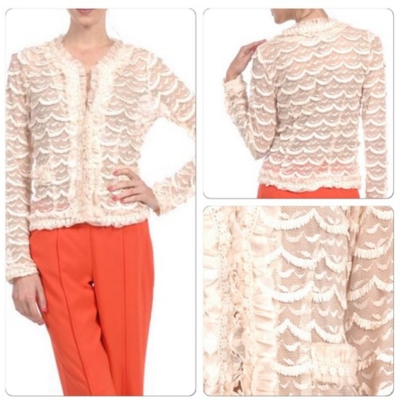 Ryu | Jackets & Coats | Ryu S Ivory Coquette Layered Lace Light Jacket ...